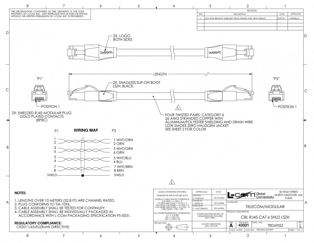 L-com TRD695SZBLK-1 technical drawing page 1