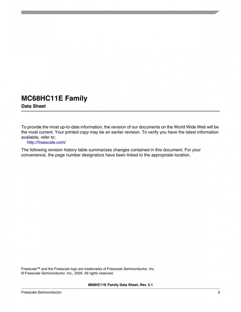 M68HC11E datasheet page 3