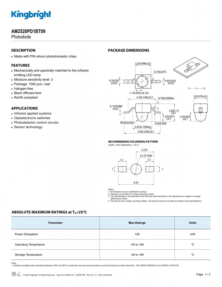 AM2520PD1BT09 datasheet page 1