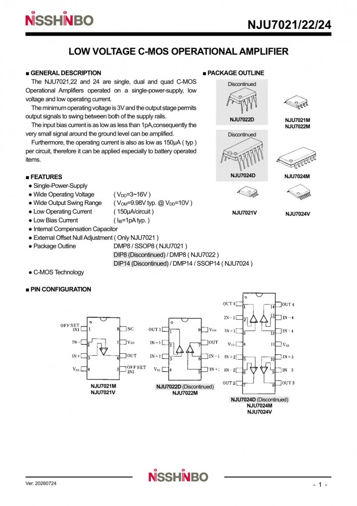 NJU7022 technical document page 1