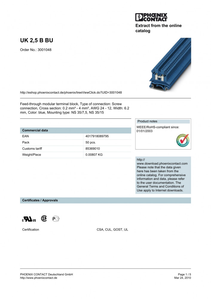 UK 2,5 B BU technical document page 1