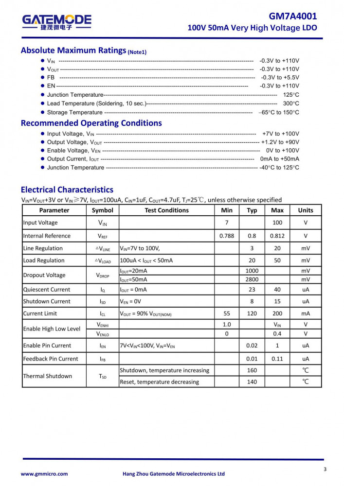 GM7A4001 datasheet page 3