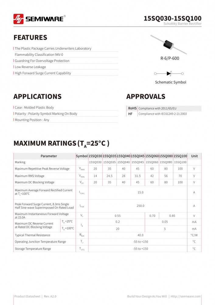 15SQ040 datasheet page 1
