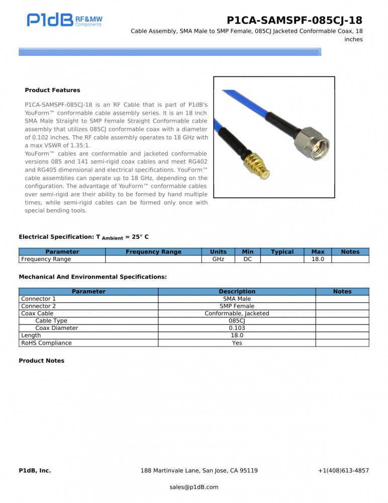 P1CA-SAMSPF-085CJ-18 product documentation image