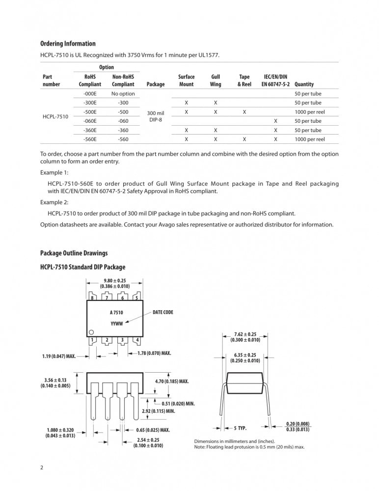 HCPL-7510 datasheet page 2