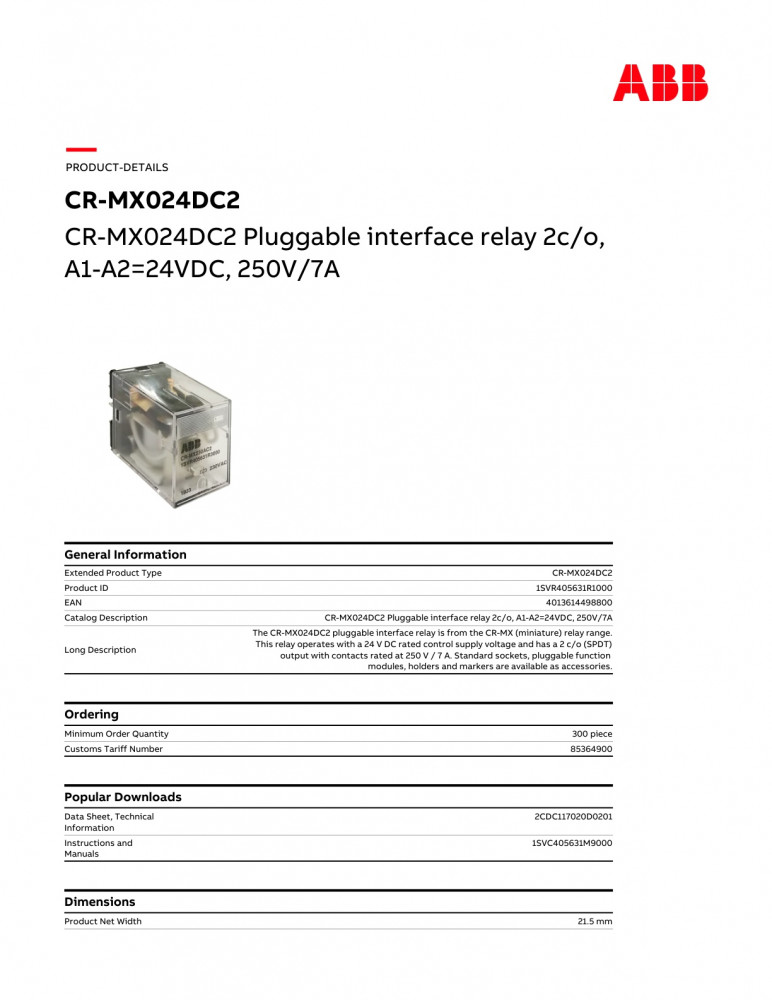 ABB CR-MX024DC2 technical document page 1