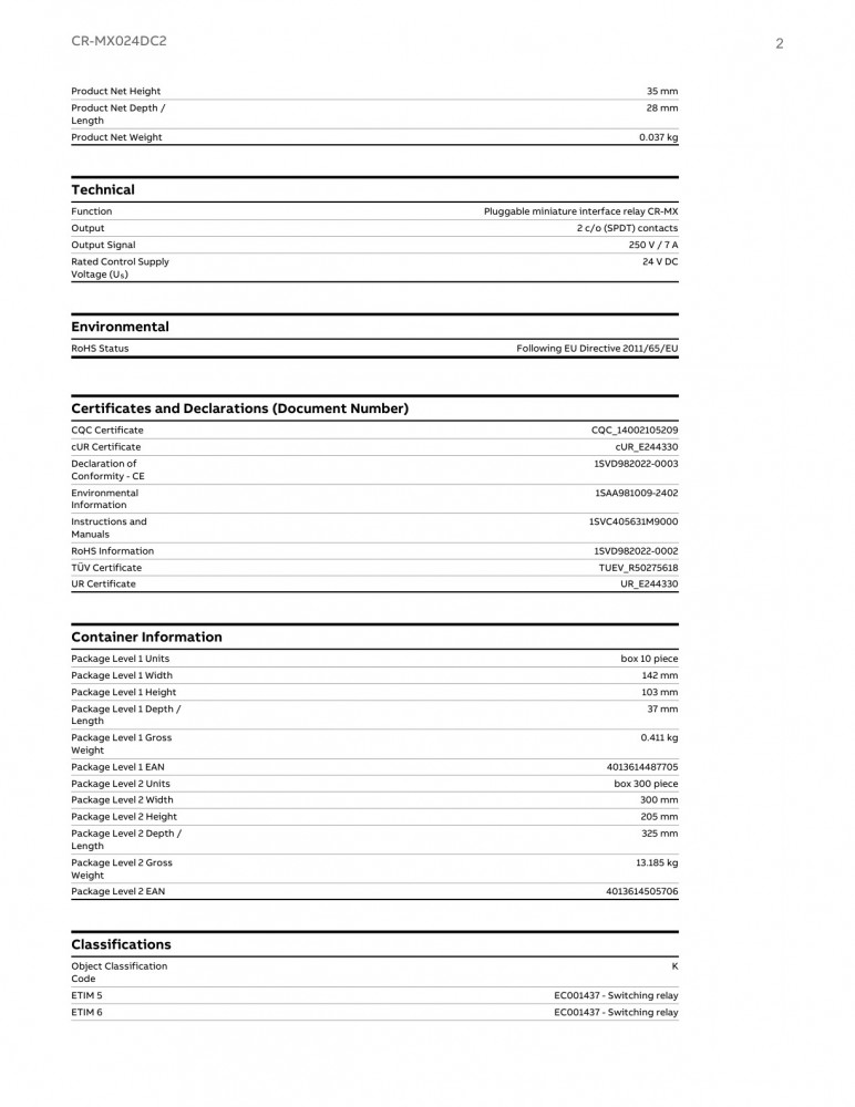 ABB CR-MX024DC2 technical document page 2