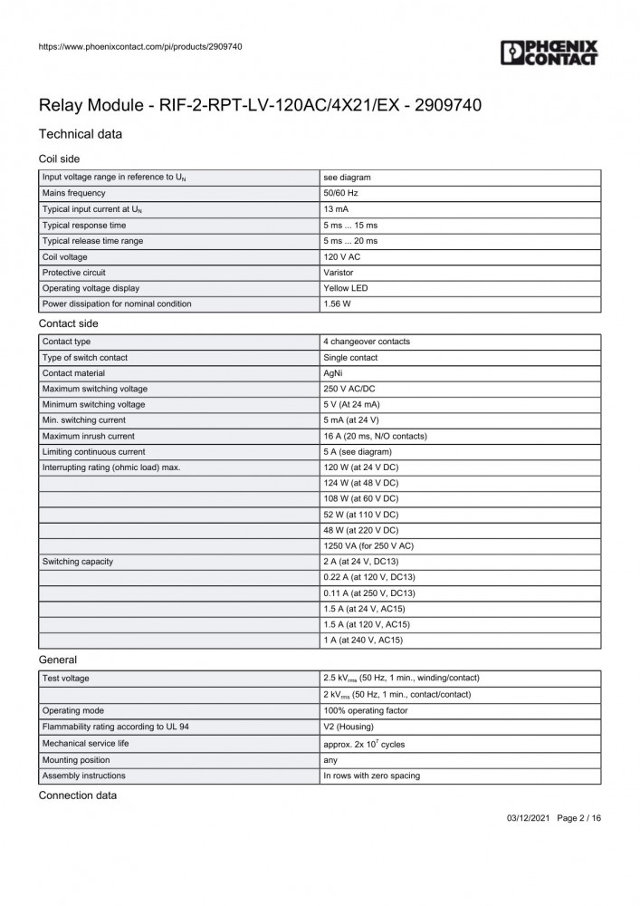 Phoenix Contact 2909740 technical document page 2