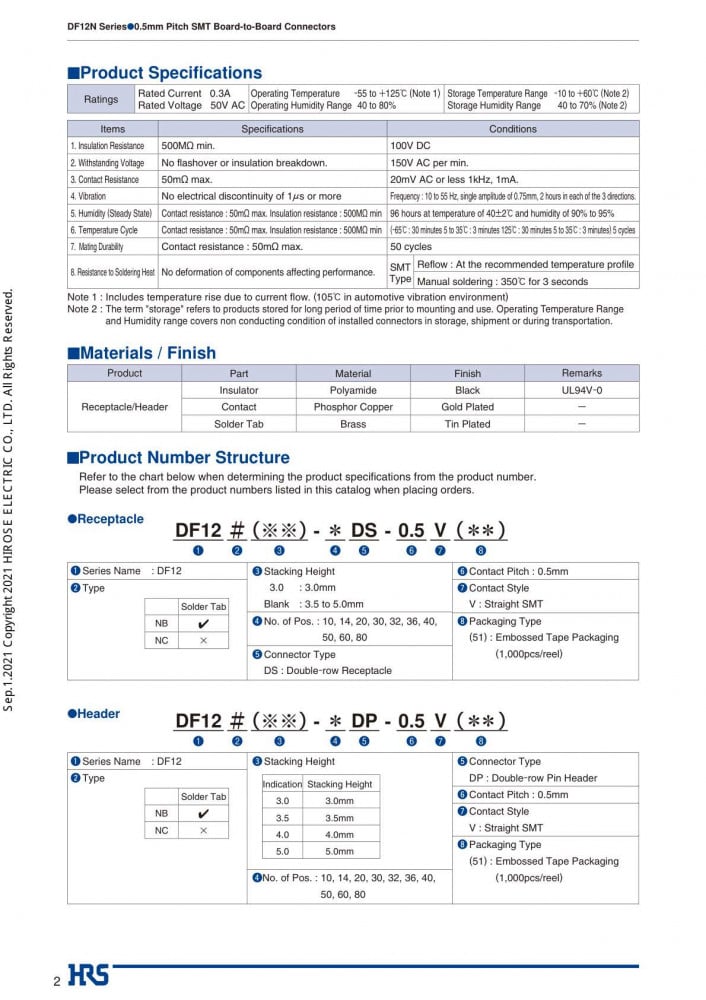 HRS DF12N datasheet page 2