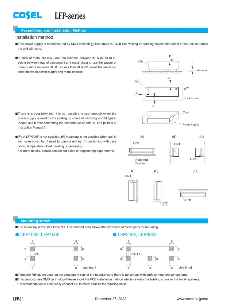Cosel LFP series documentation page 10