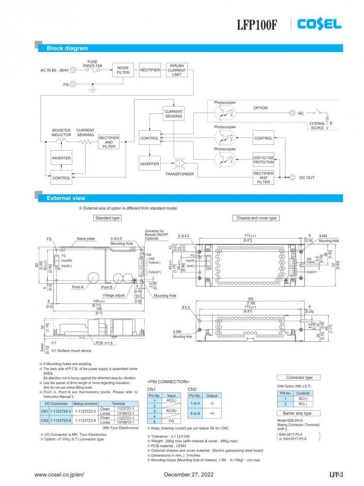 Cosel LFP series documentation page 3