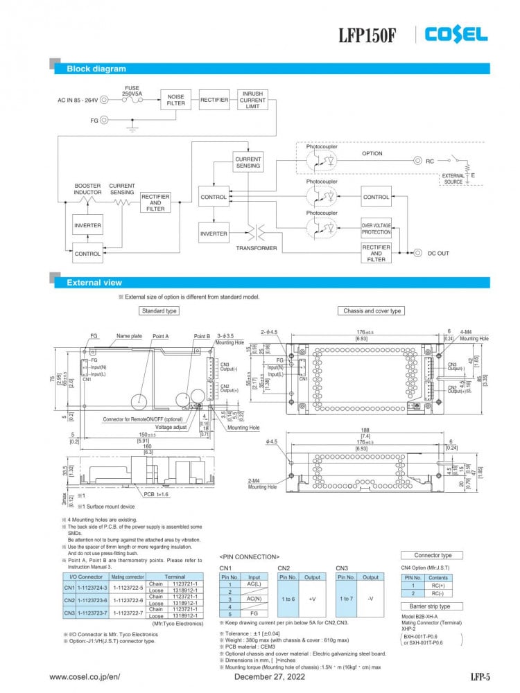 Cosel LFP series documentation page 5