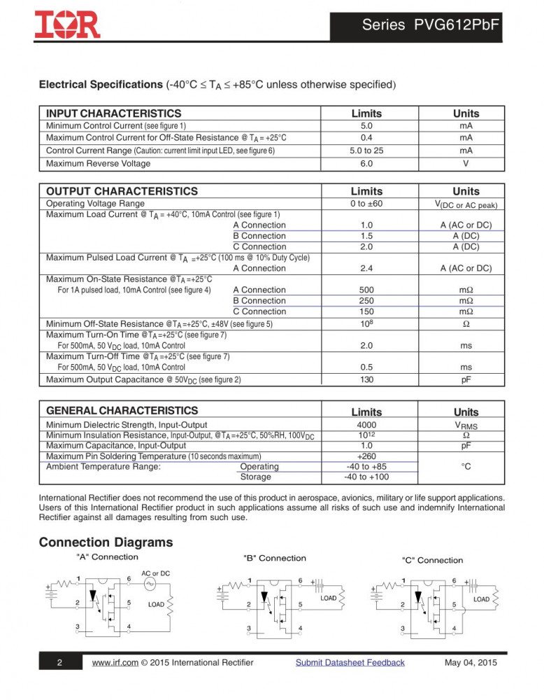 PVG612SPBF datasheet page 2