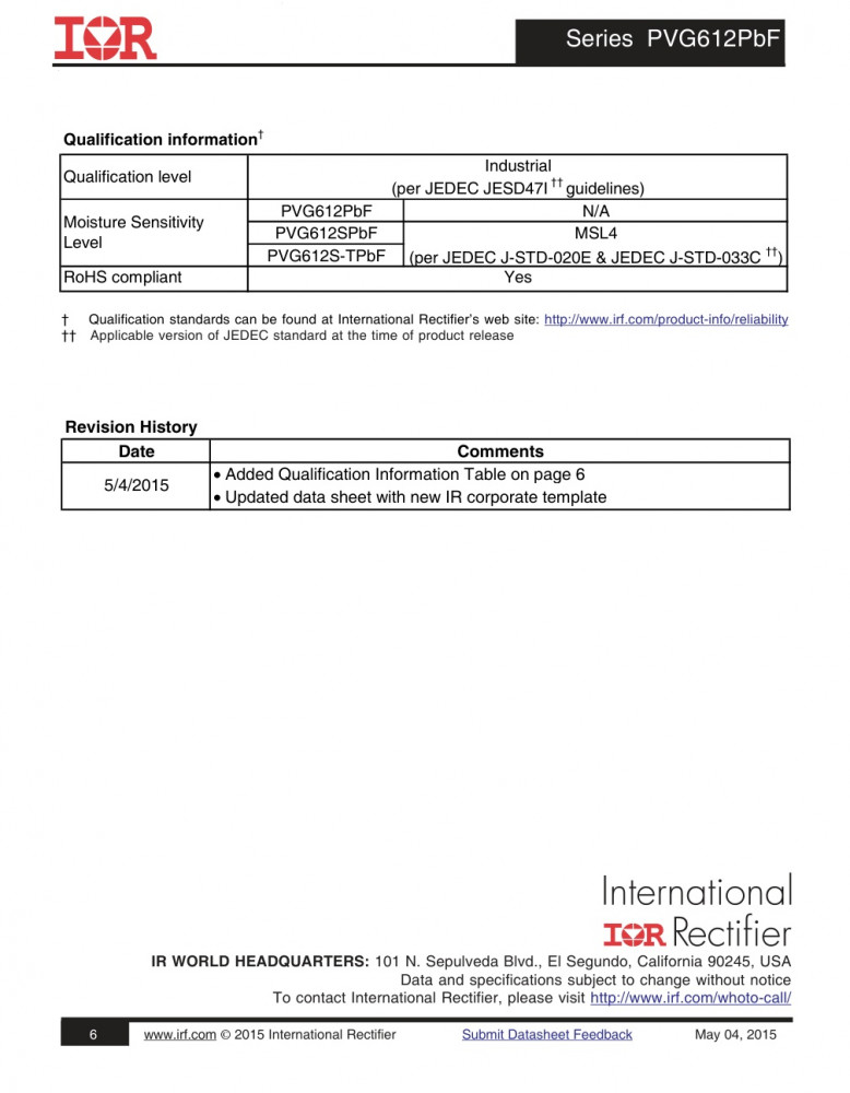 PVG612SPBF datasheet page 6