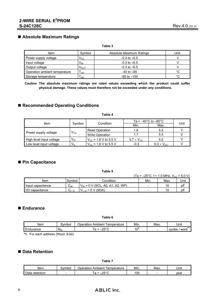 S-24C128C datasheet page 4
