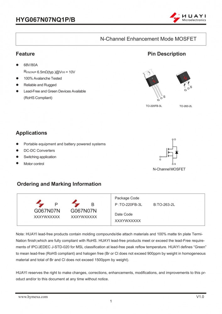 HYG067N07NQ1P datasheet page 1