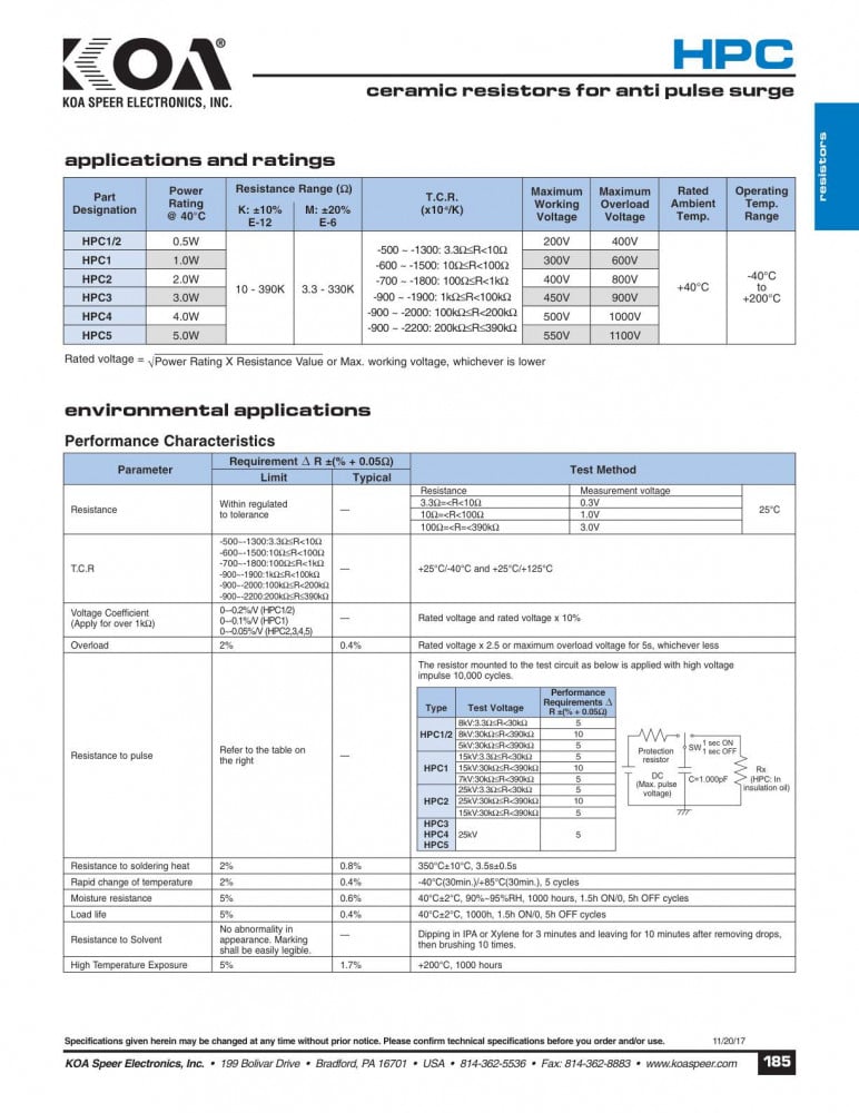 KOA HPC resistor datasheet page 2