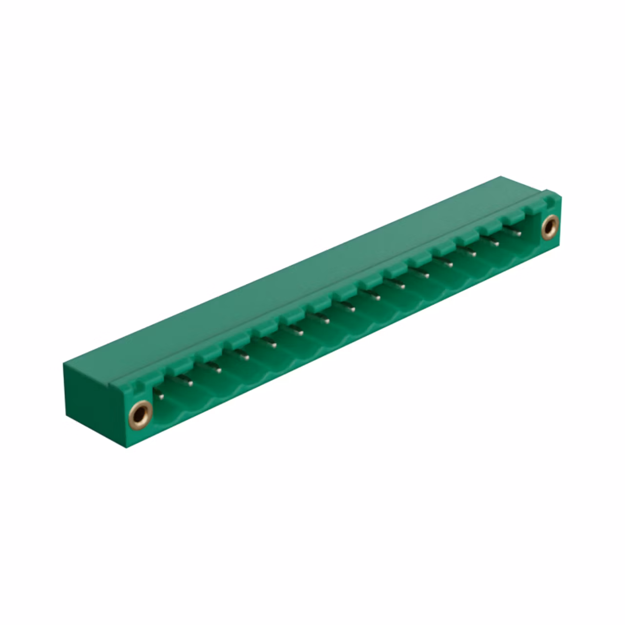 5.00mm Pitch Eurostyle Right-Angle PCB Header, with Threaded Retention Inserts, Green Housing, 15 Circuits for sale