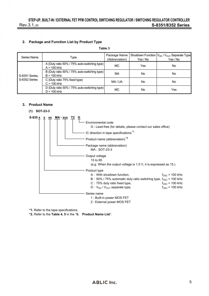 ABLIC S-8351/8352 datasheet page 5