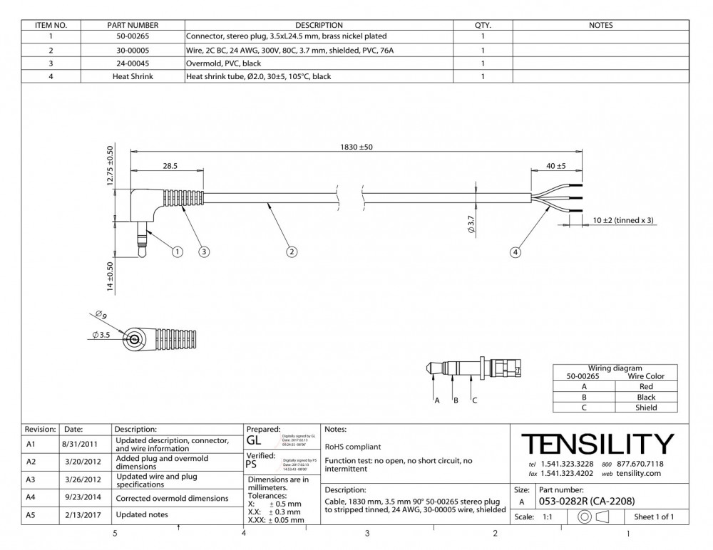 Tensility International 053-0282R product drawing