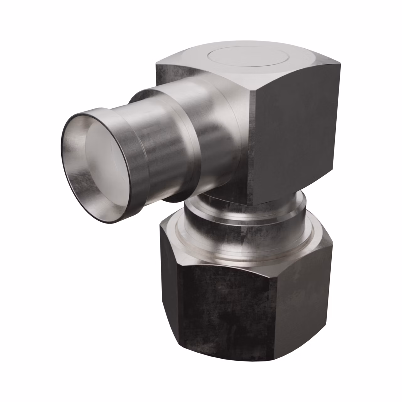 4.3-10 Plug, Right-Angle, Solder, for 3/8