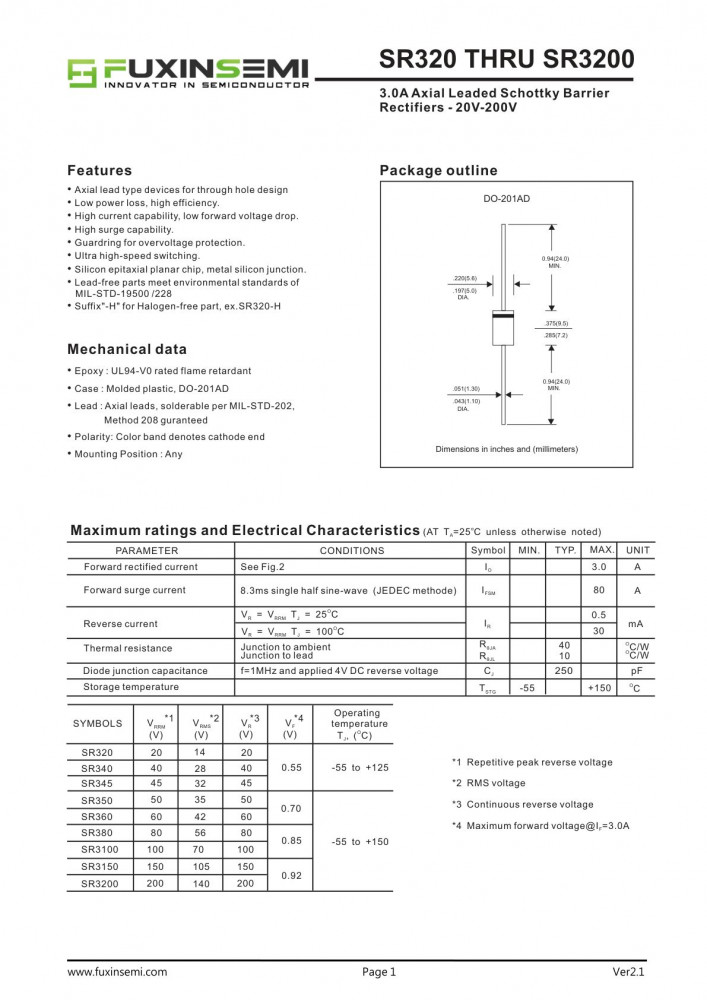 SR3100 datasheet page 1