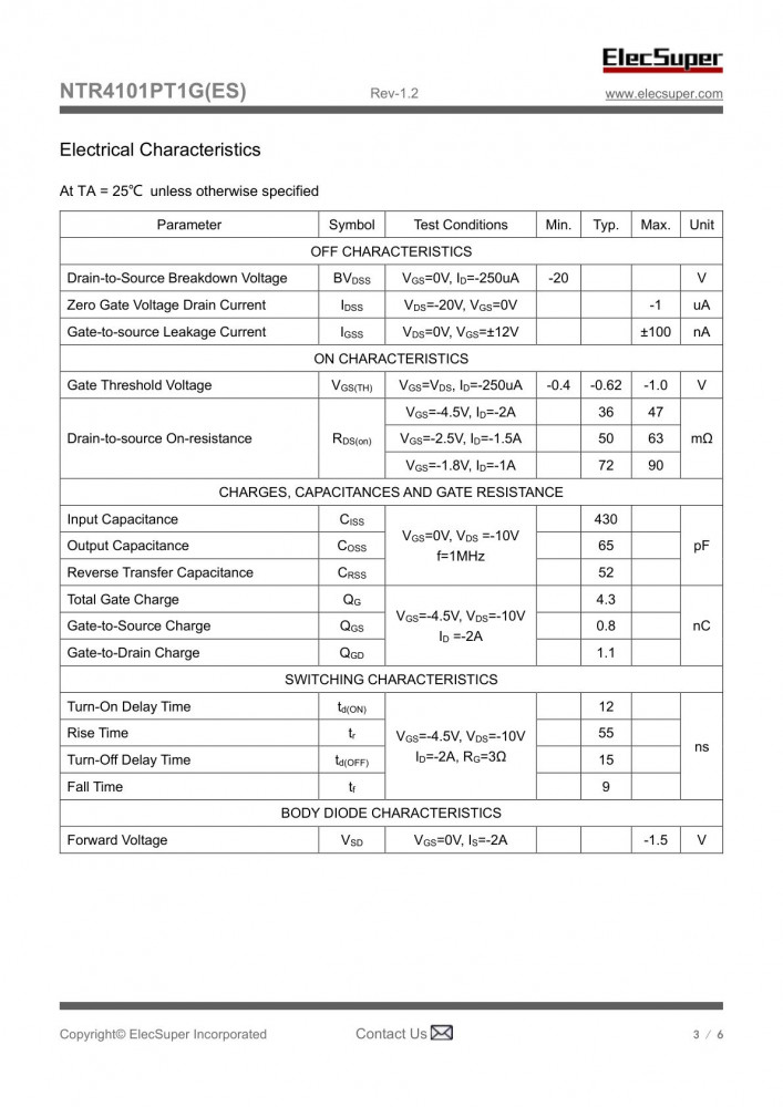 NTR4101PT1G(ES) datasheet page 3