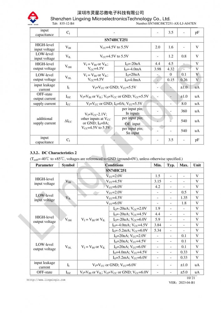 SN74HC251N(LX) datasheet page 10