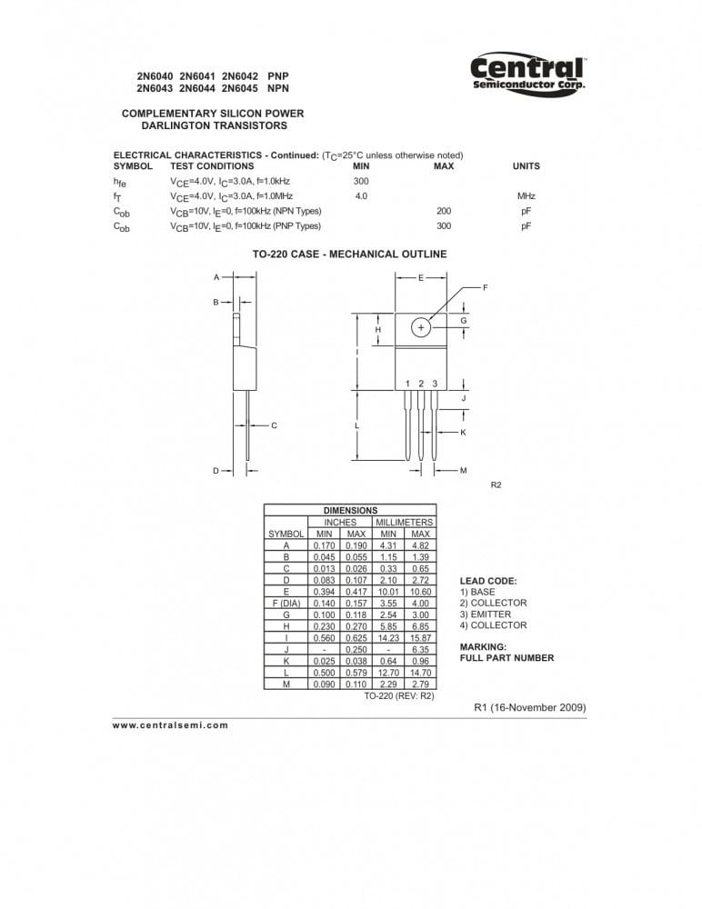 Central 2N6041 datasheet page 2
