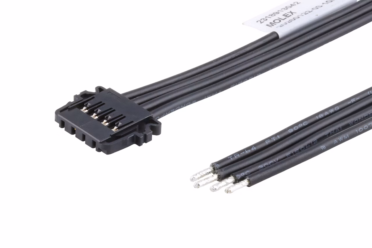 Pico-Lock Female-to-Pigtail Off-the-Shelf (OTS) Cable Assembly, 3.00mm Pitch, Single Row, Gold (Au) Plating, 300.00mm Length, 18 AWG, 6 Circuits, Black