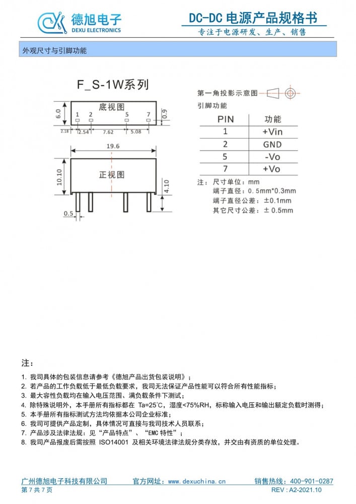 F0505S-1W datasheet page 7