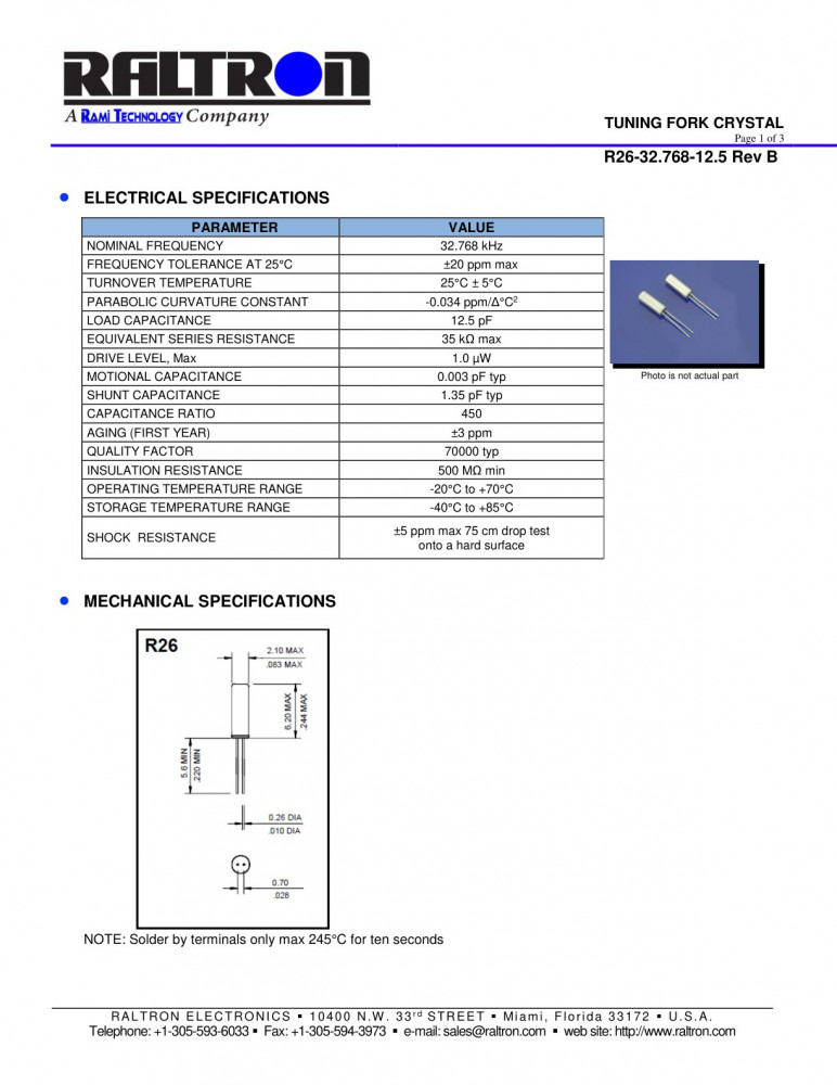 R26-32.768-12.5 datasheet page 1
