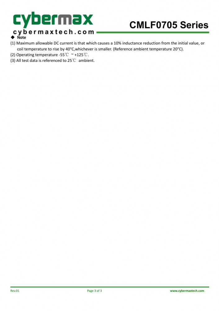 Cybermax CMLF0705 series datasheet page 3
