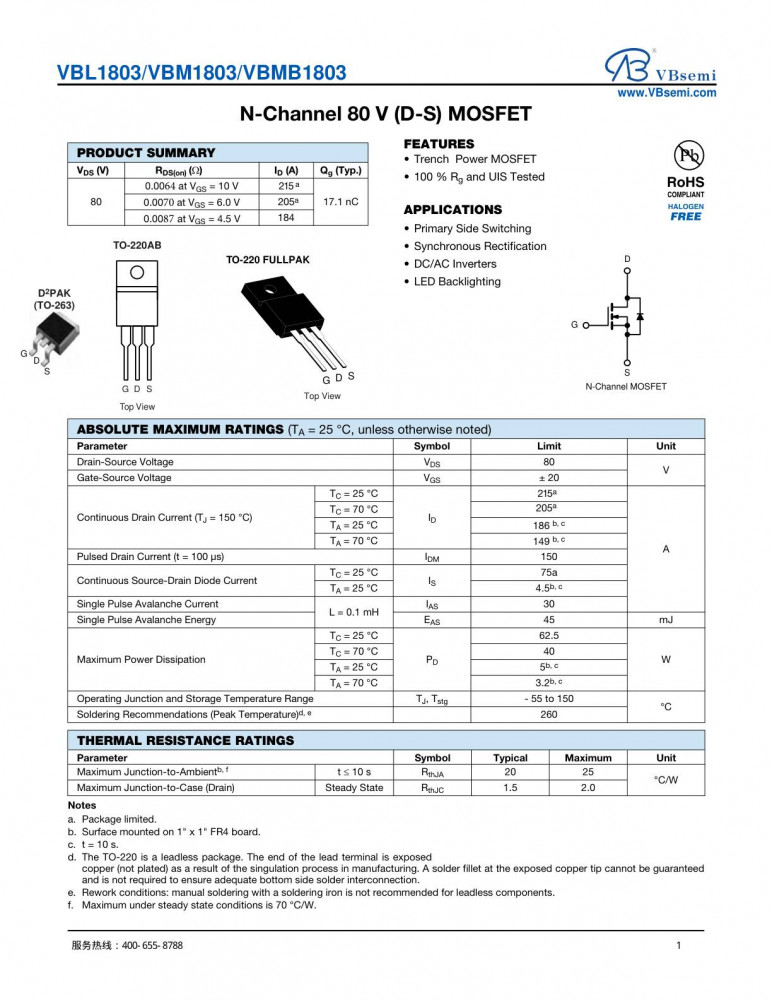 VBMB1803 datasheet page 1