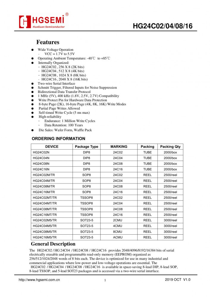 HG24C02M5/TR datasheet page 1