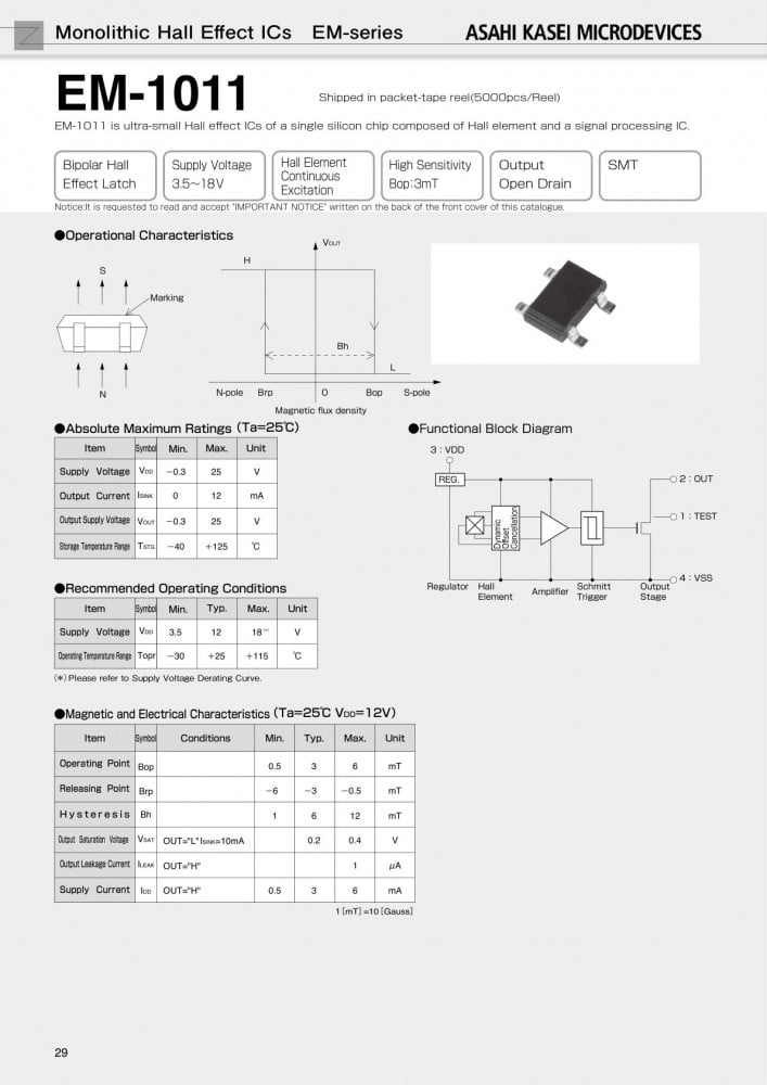AKM EM1011 technical document page 1