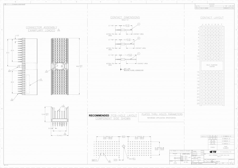 TE Connectivity 5188834-1 technical drawing page 1