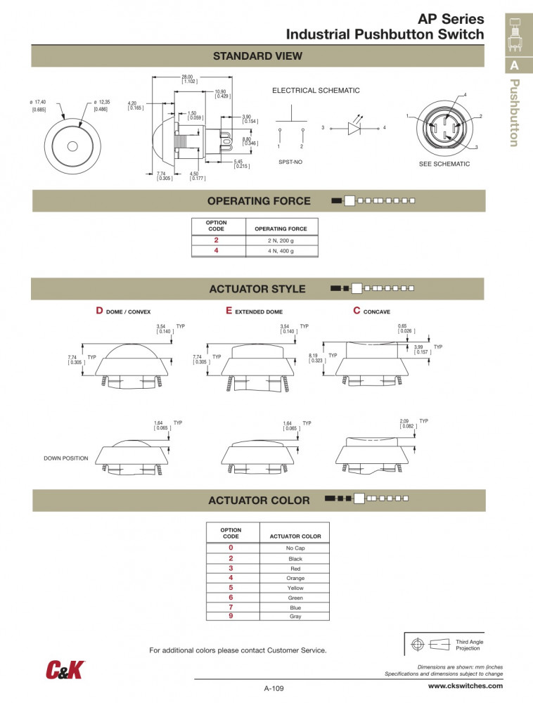 C&K AP Series datasheet page 2