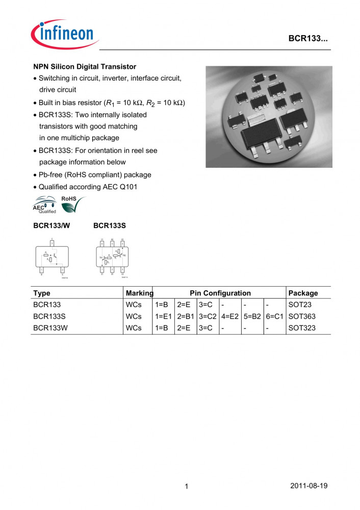 BCR133 datasheet page 1