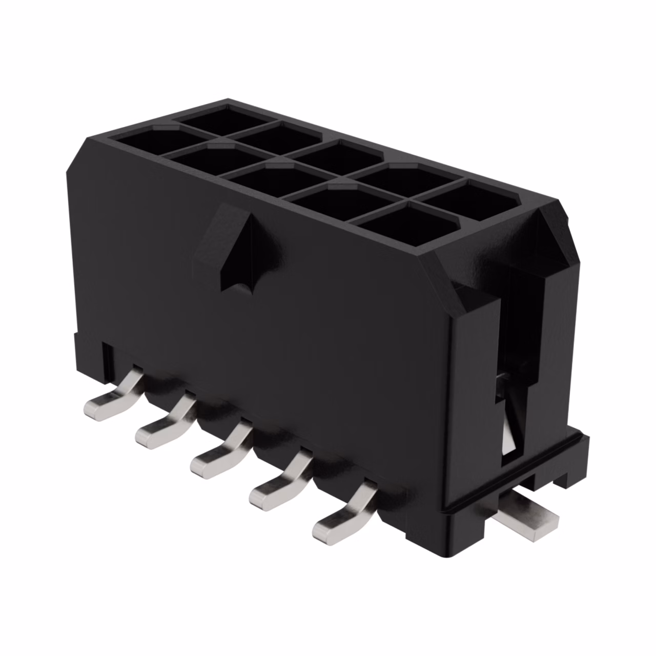 Micro-Fit 3.0 Vertical Header, 3.00mm Pitch, Dual Row, 10 Circuits, Surface Mount, Gold Plating, without Disposable Cap, Glow-Wire Capable, Black, Tape and Reel for sale