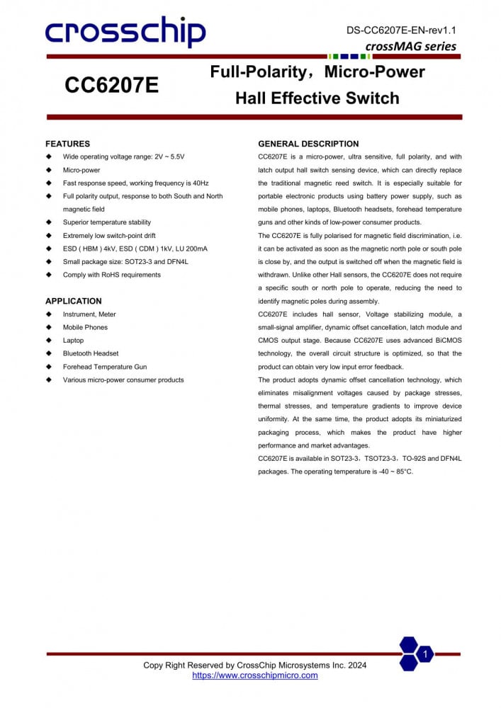 CC6207E datasheet page 1
