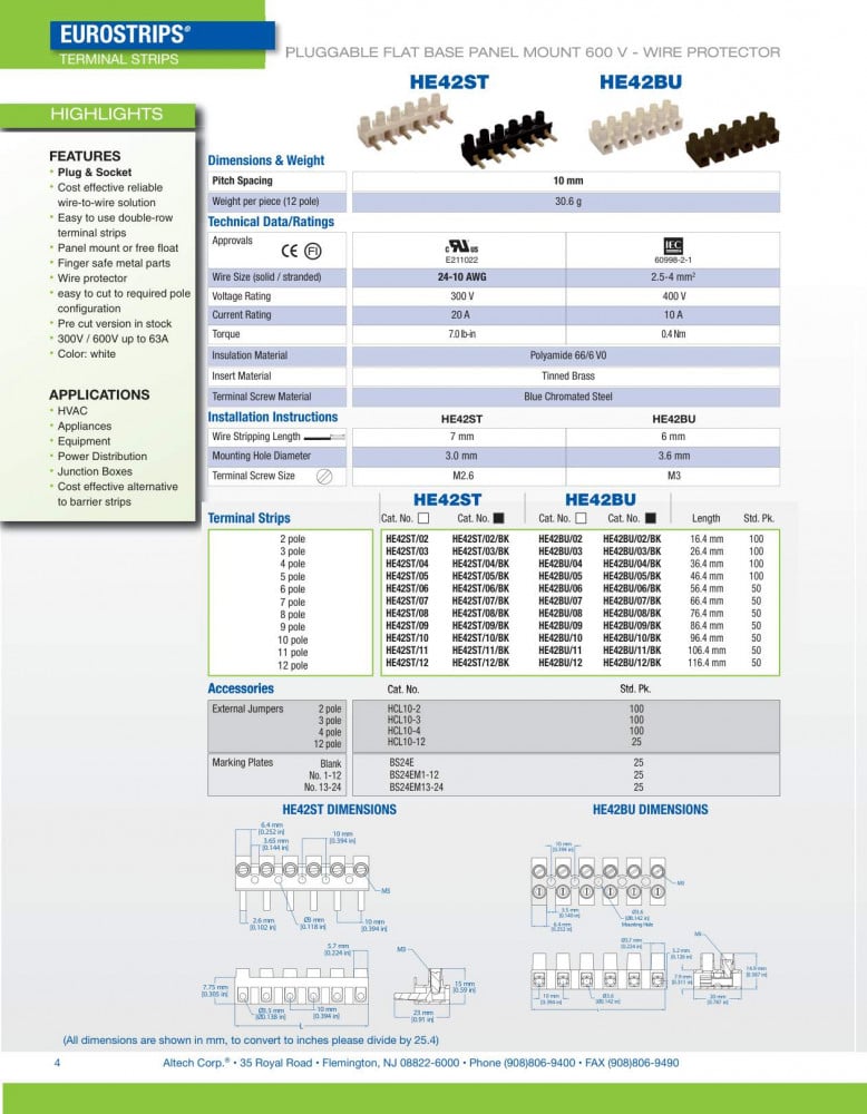 Altech HE42ST/10 technical document page 1