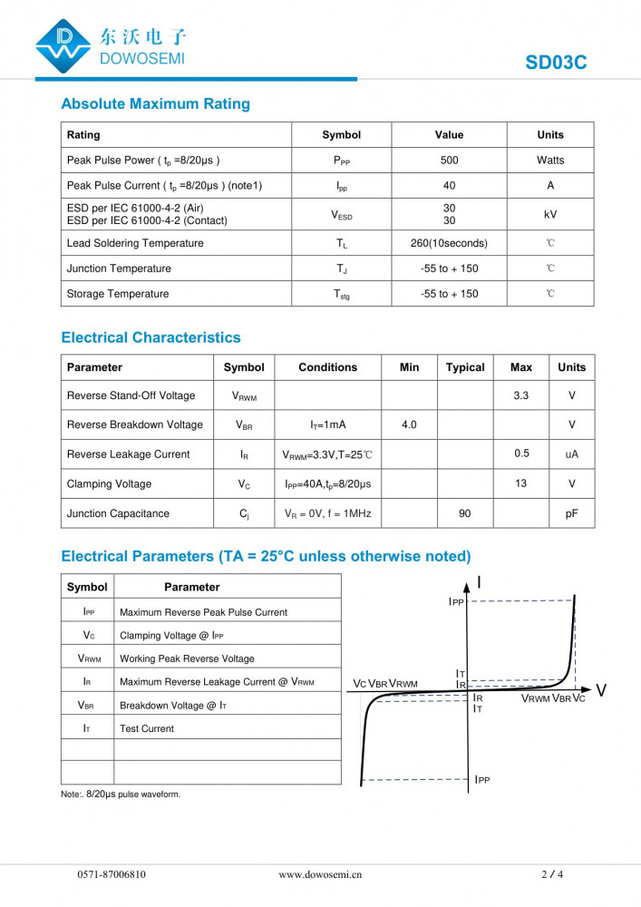 DOWO SD03C datasheet page 2