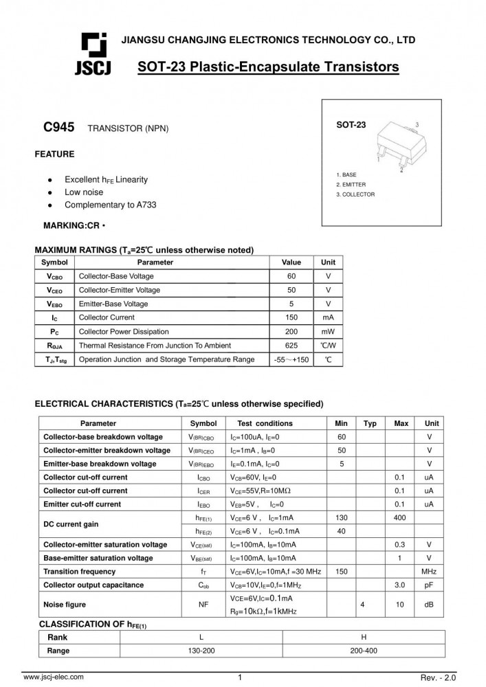 2SC945 datasheet page 1