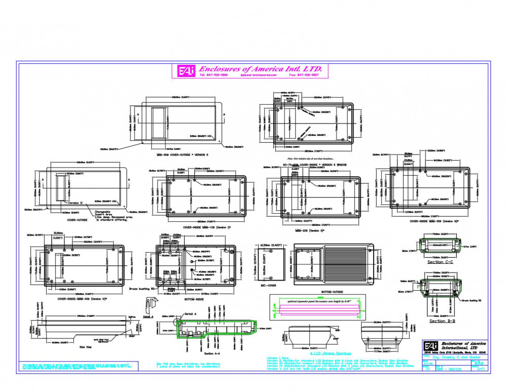 MBM enclosure family engineering drawing reference
