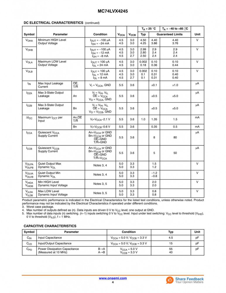 MC74LVX4245 technical document, page 4