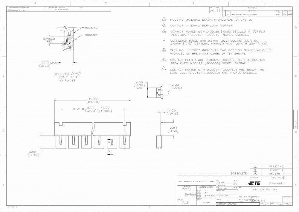 TE Connectivity 382575 customer drawing preview