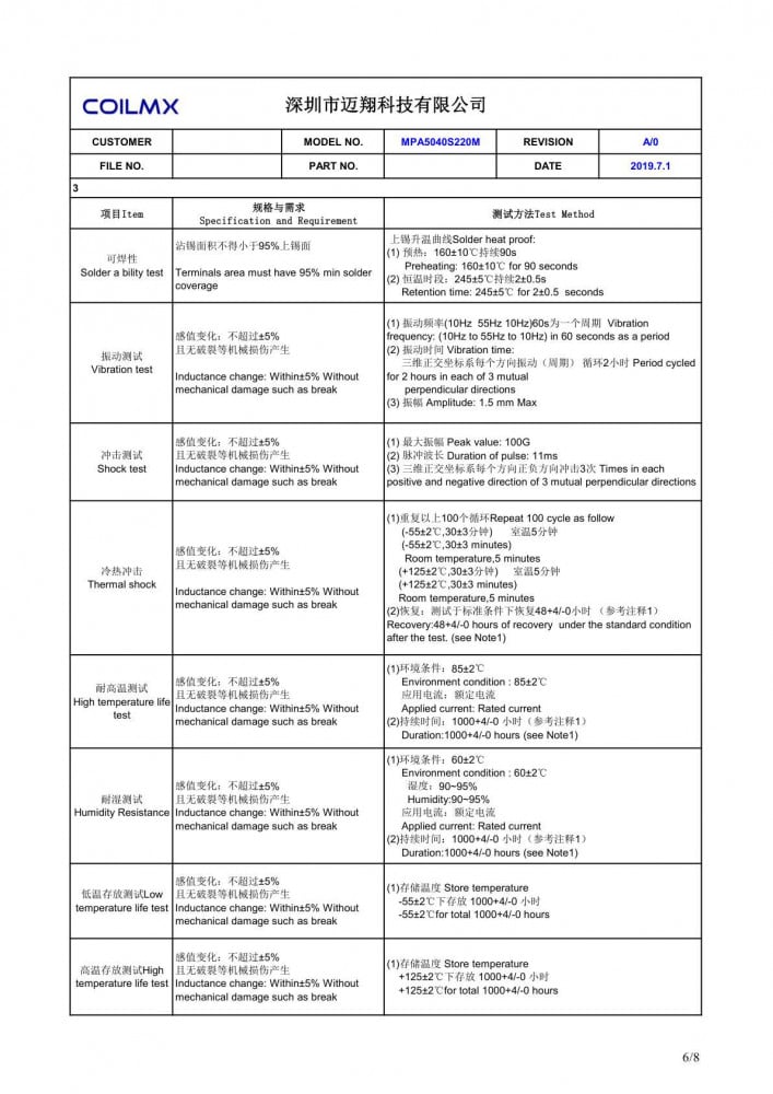 MPA5040S220M approval specification page 6
