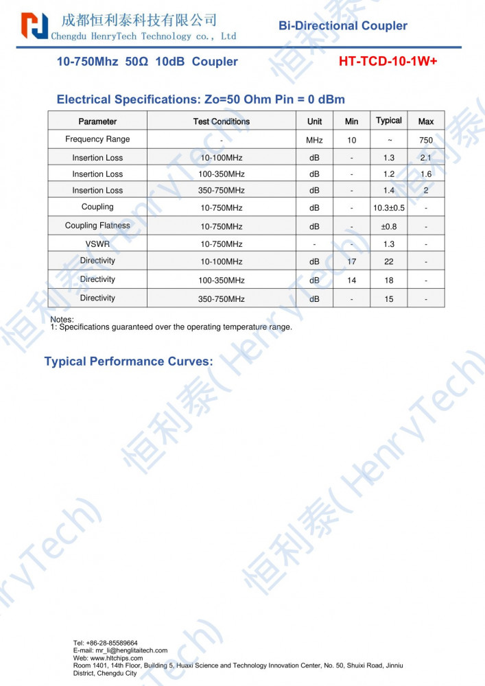 HT-TCD-10-1W+ technical document page 2