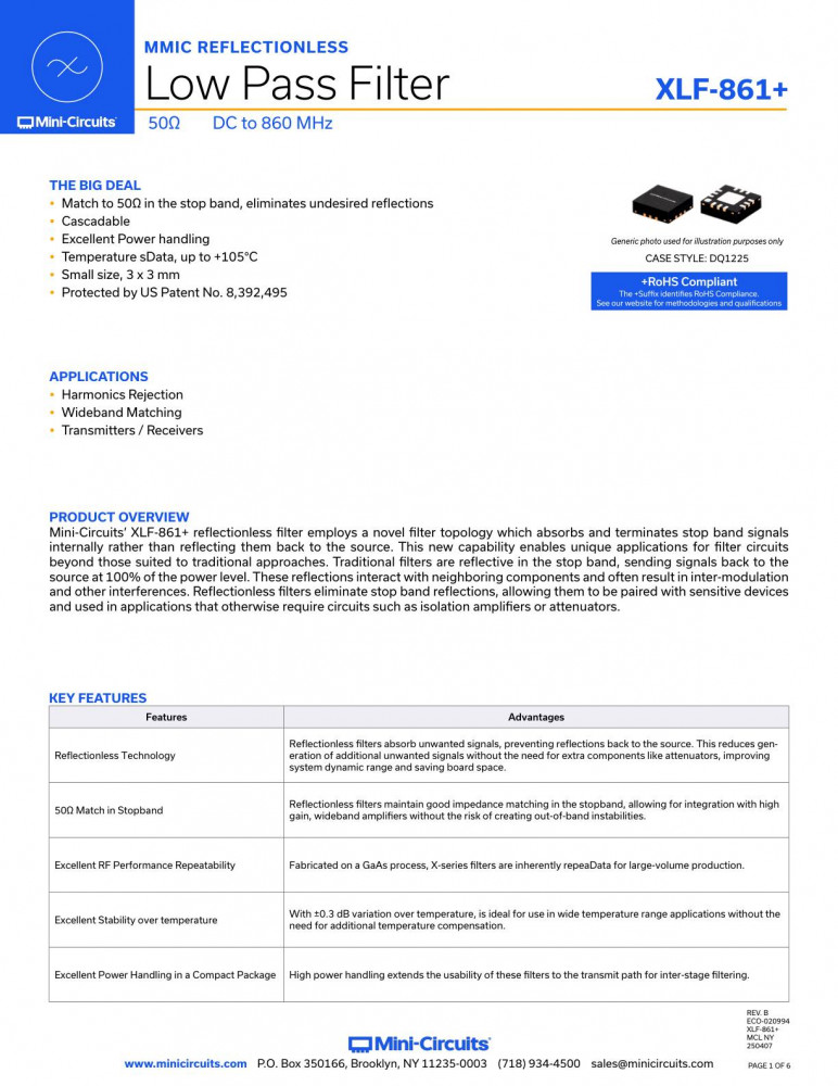 XLF-861+ technical document page 1